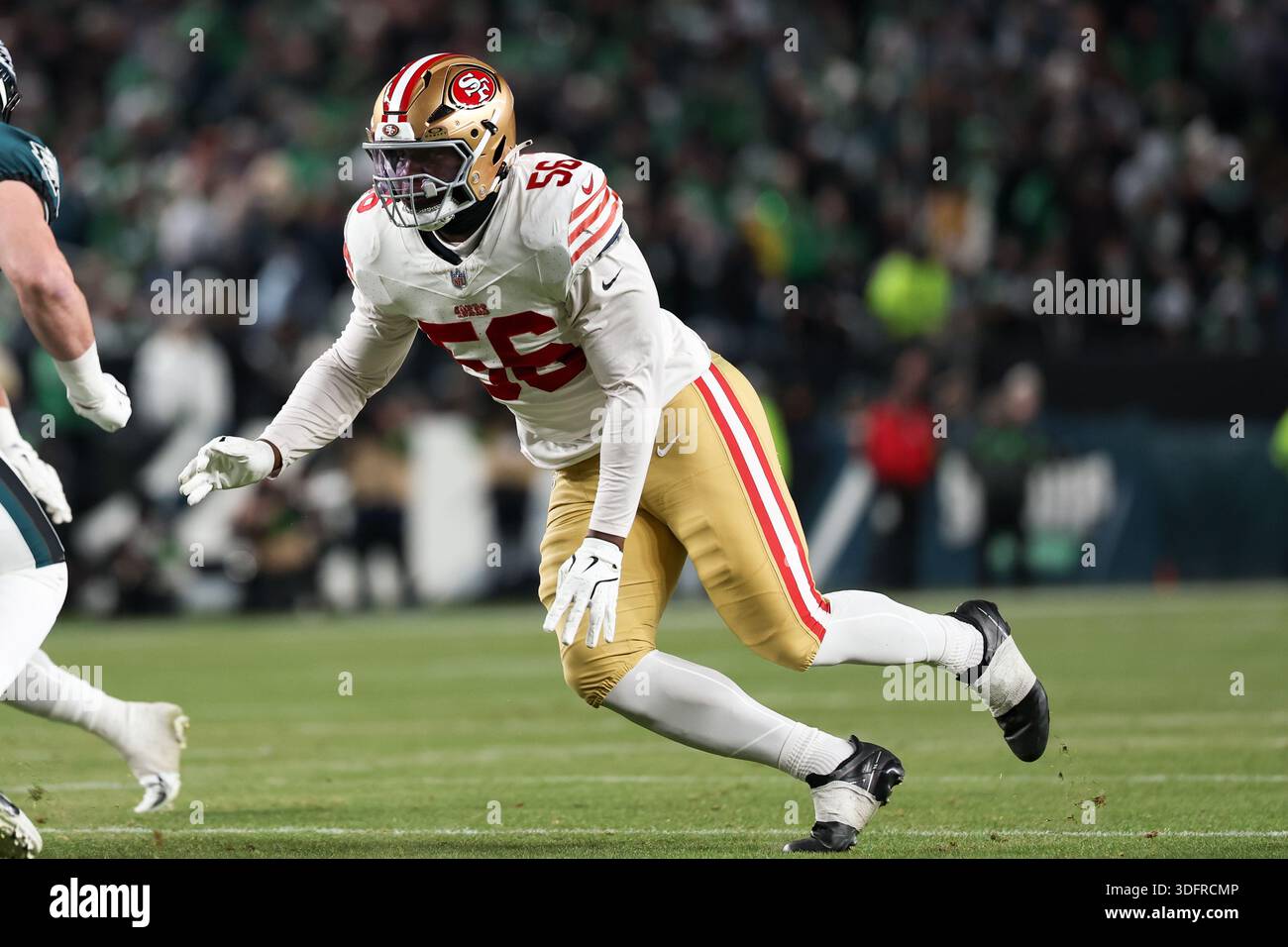 San Francisco 49ers defensive end Keion White in action during the ...