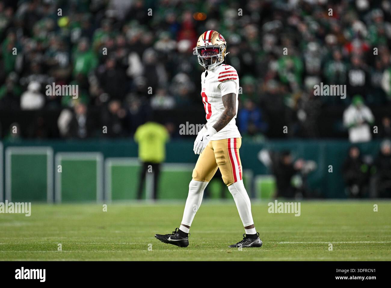 San Francisco 49ers cornerback Renardo Green (0) looks on between plays ...