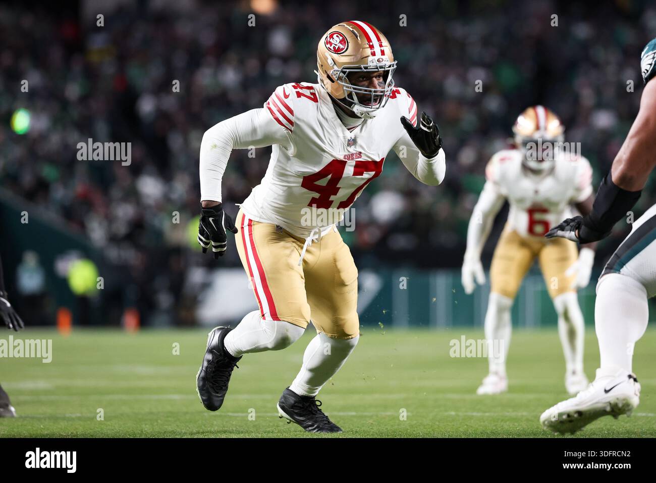 San Francisco 49ers defensive end Bryce Huff (47) in action during the ...