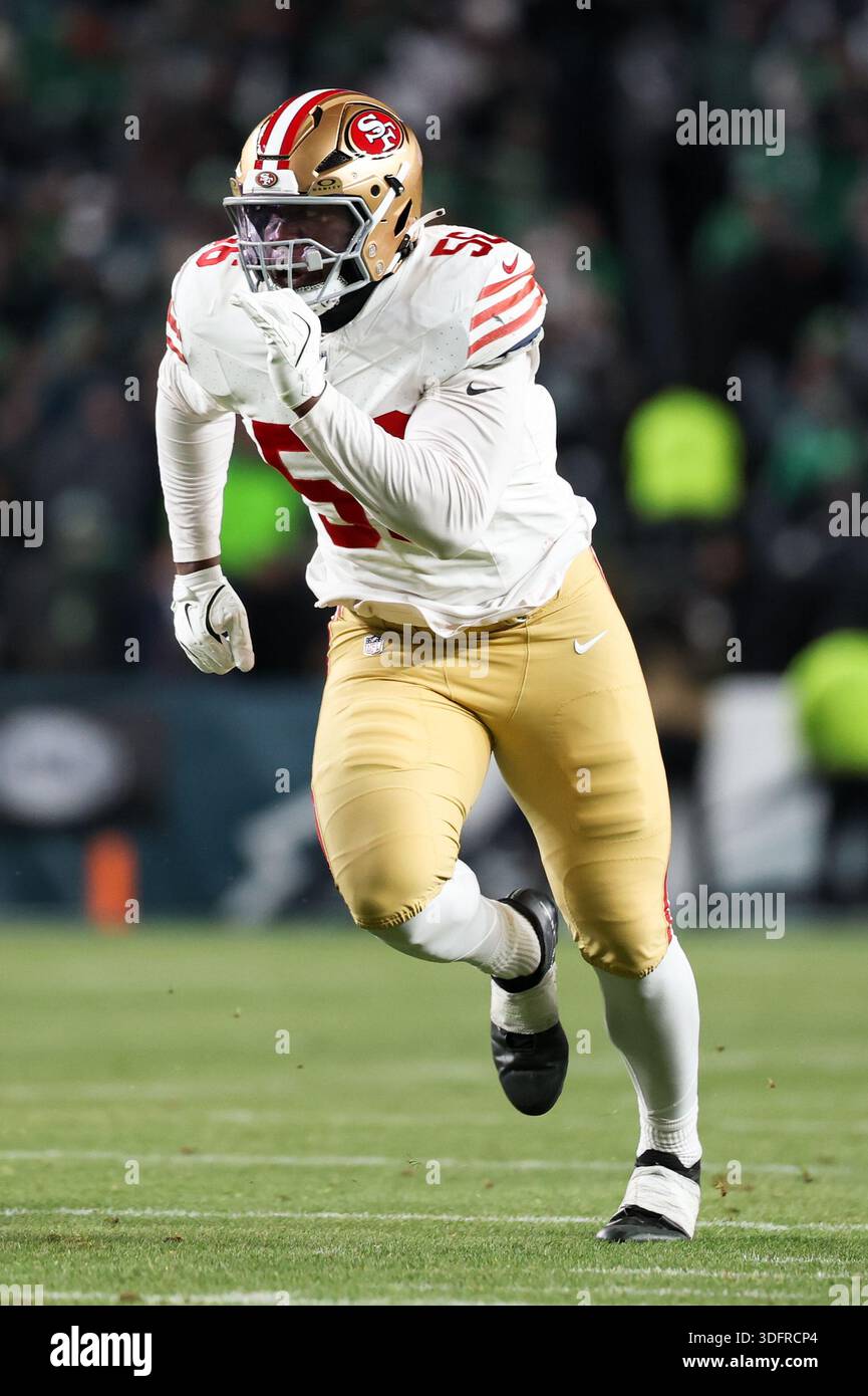 San Francisco 49ers defensive end Keion White in action during the ...