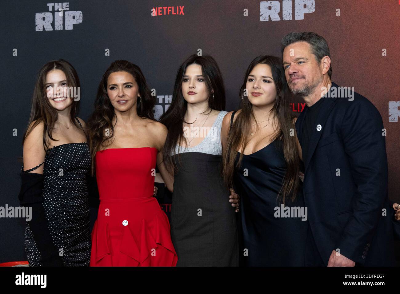 Isabella, Luciana, Gia, Stella and Matt Damon attend the world premiere ...