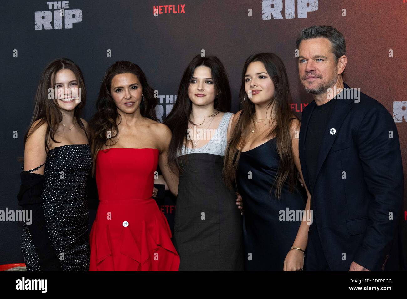 Isabella, Luciana, Gia, Stella and Matt Damon attend the world premiere ...