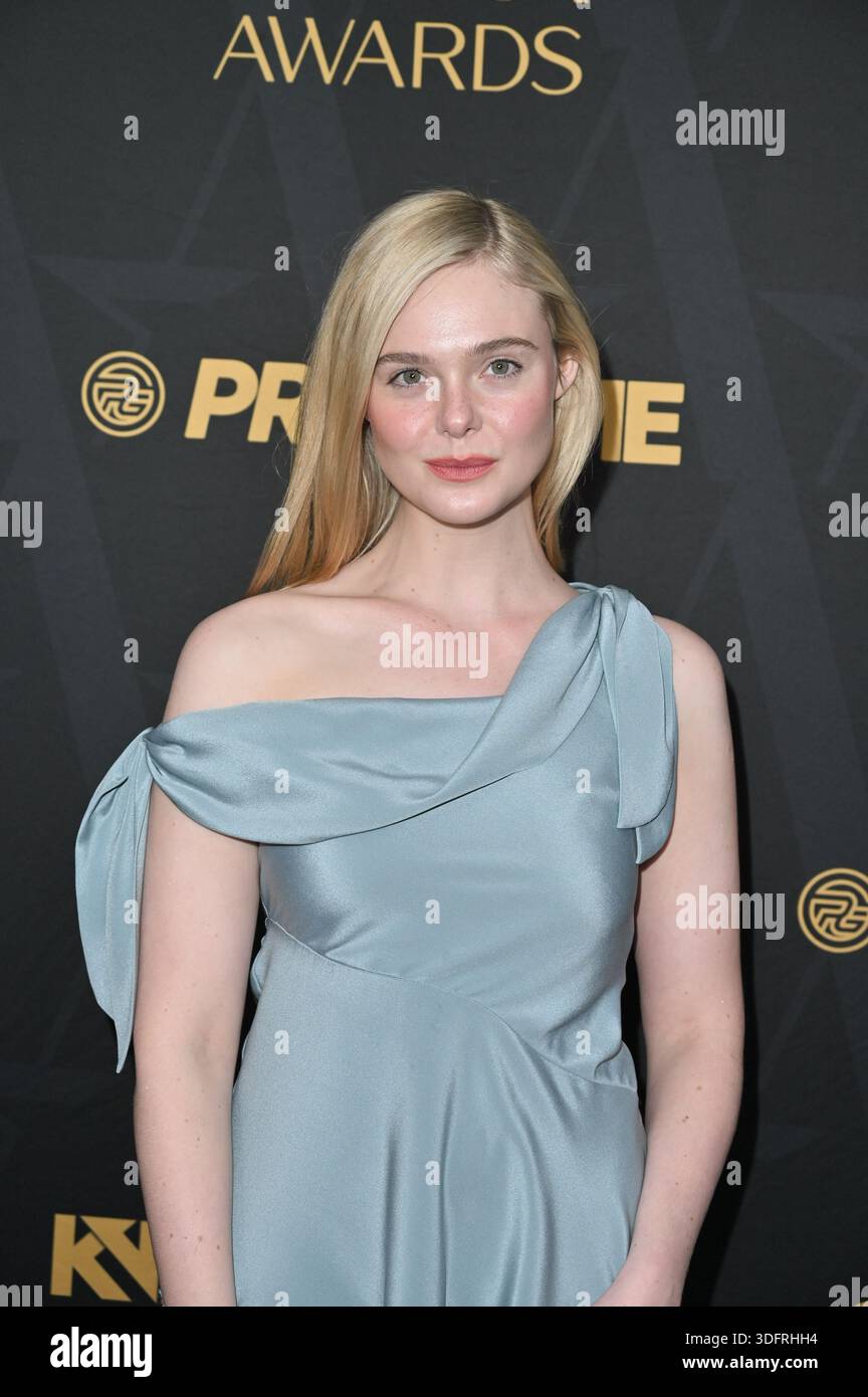 Beverly Hills, CA USA. 9th Jan 2026. Elle Fanning at The 2026 Astra ...