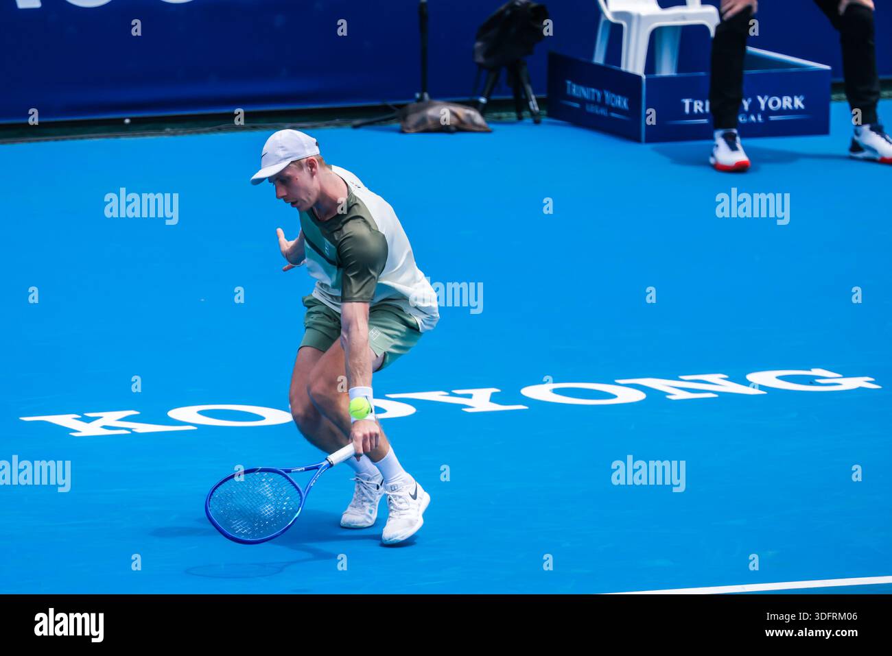 Melbourne, Australia. 14th Jan, 2026. Denis Shapovalov of Canada plays ...