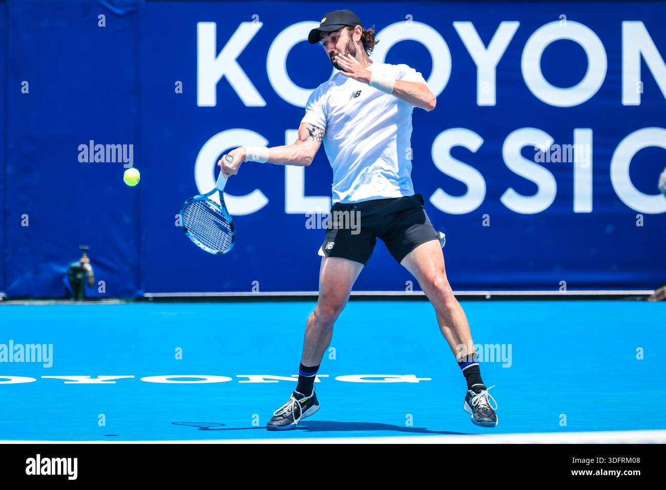 Jordan Thompson of Australia plays against Denis Shapovalov of Canada ...