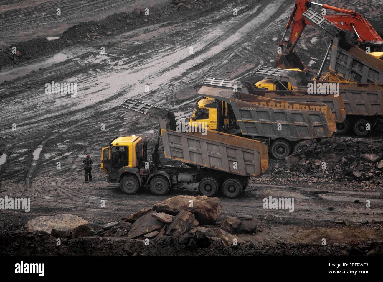A view of the Lakhanpur coal mine operating in the Ib Valley coalfield ...