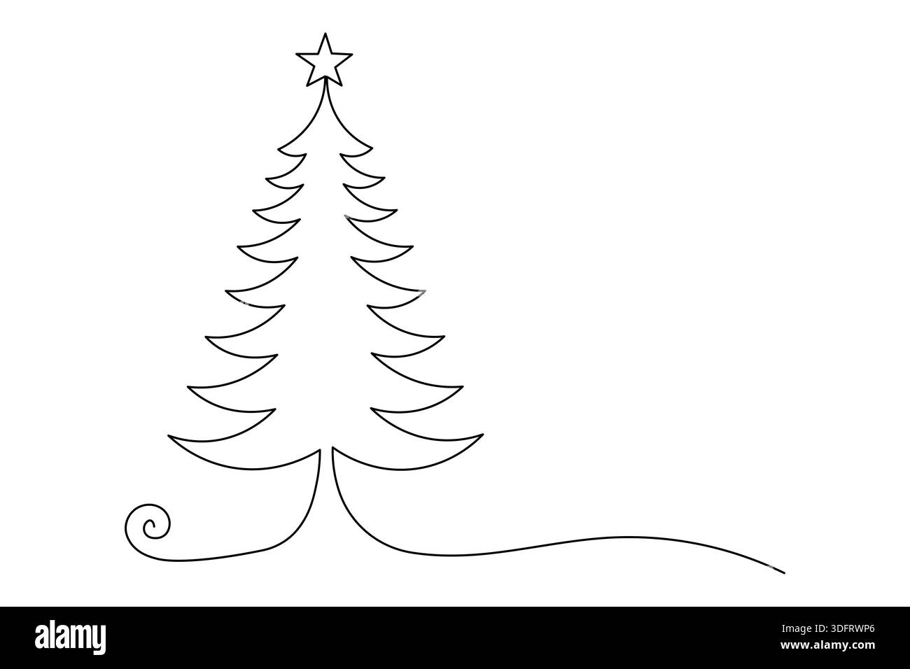 Christmas tree minimalist one line drawing festive holiday vector ...