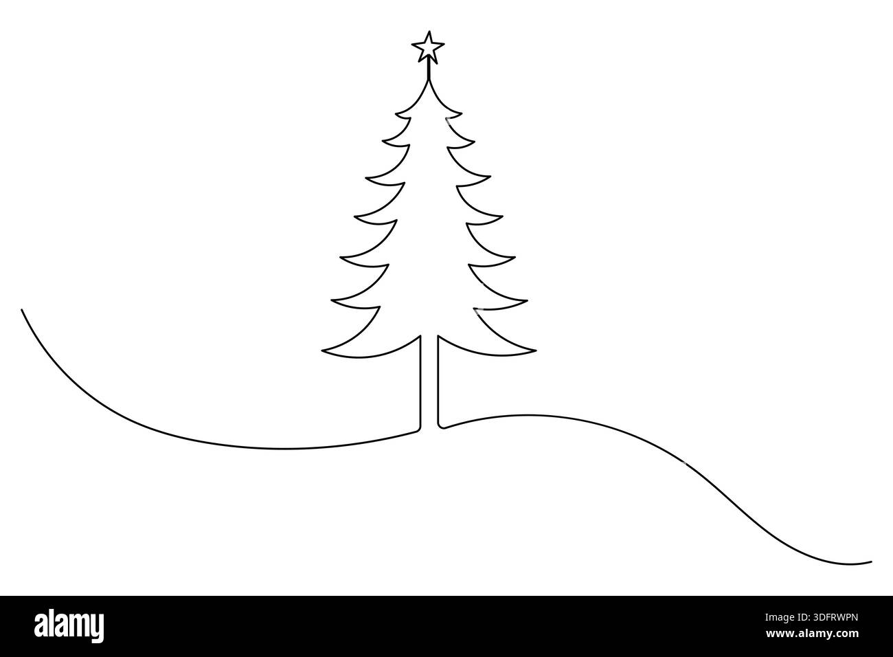 Christmas tree continuous line art minimal outline vector for christmas ...