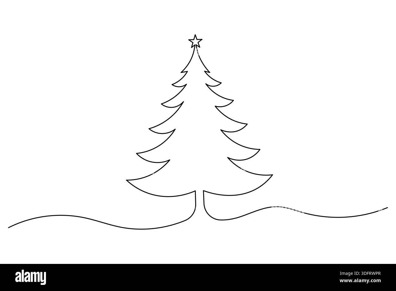 Christmas tree simple one line art modern abstract holiday vector ...