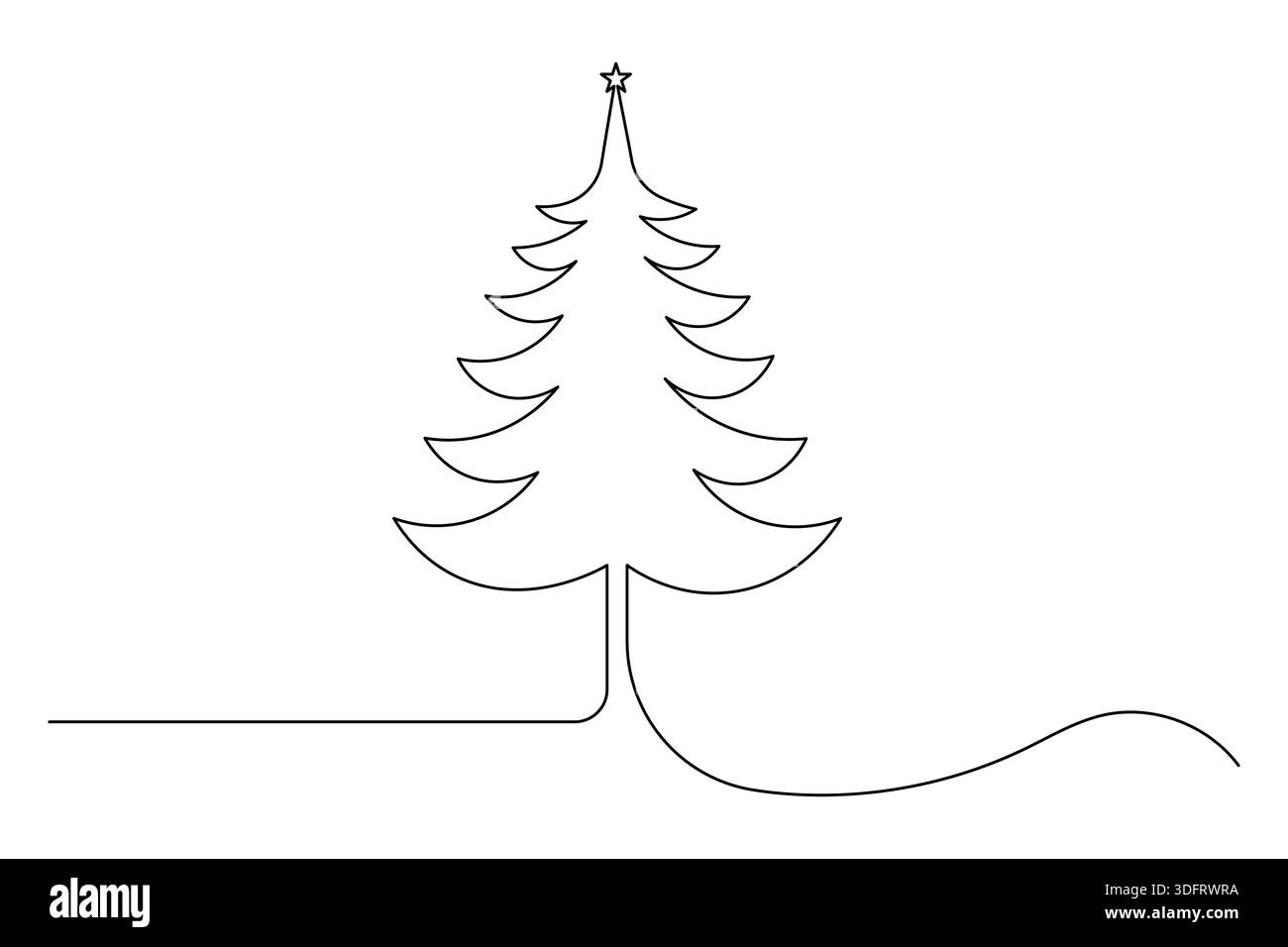 Christmas tree single continuous line art simple modern festive vector ...
