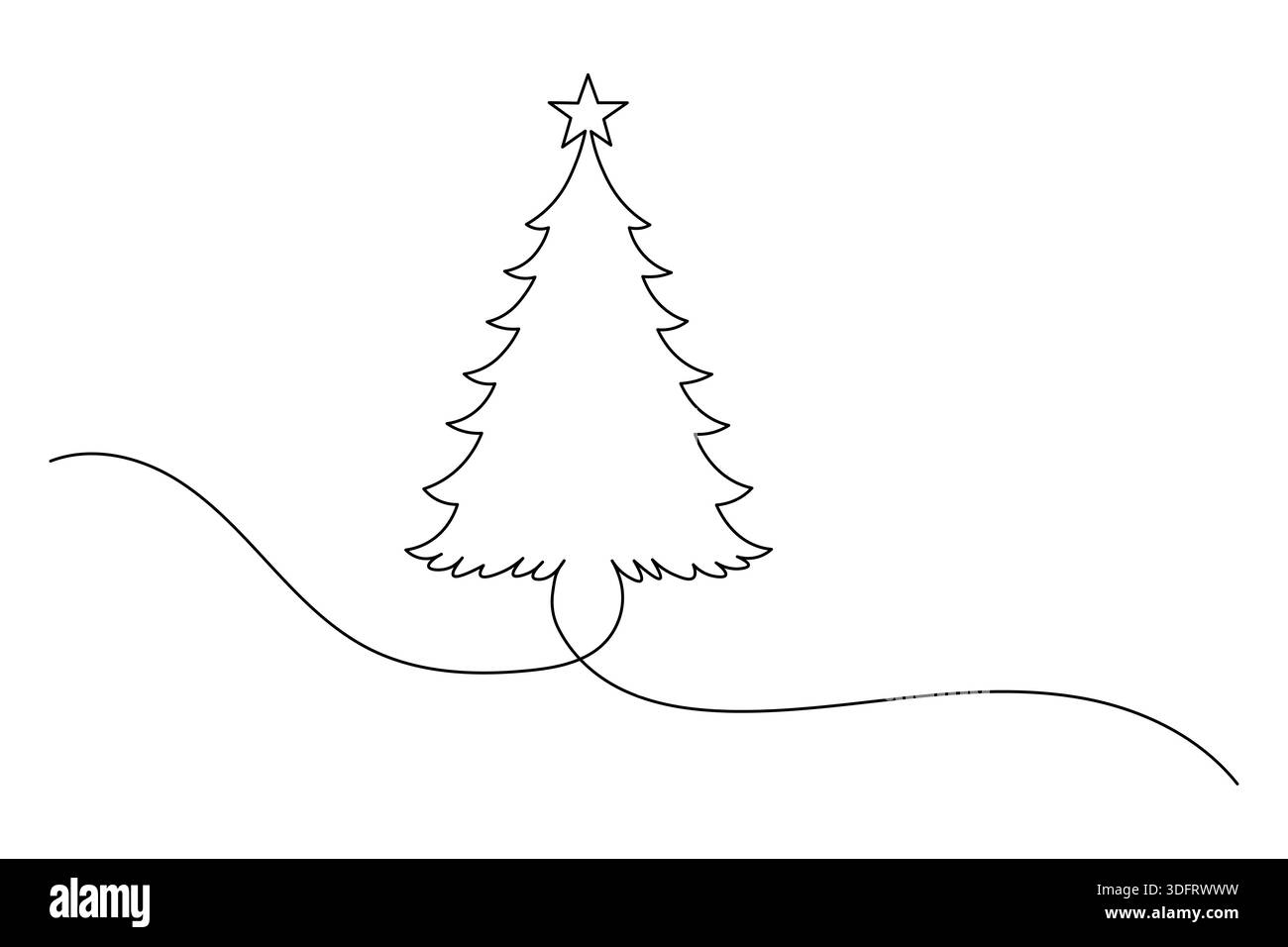 Christmas tree one line art abstract minimalist vector illustration for ...