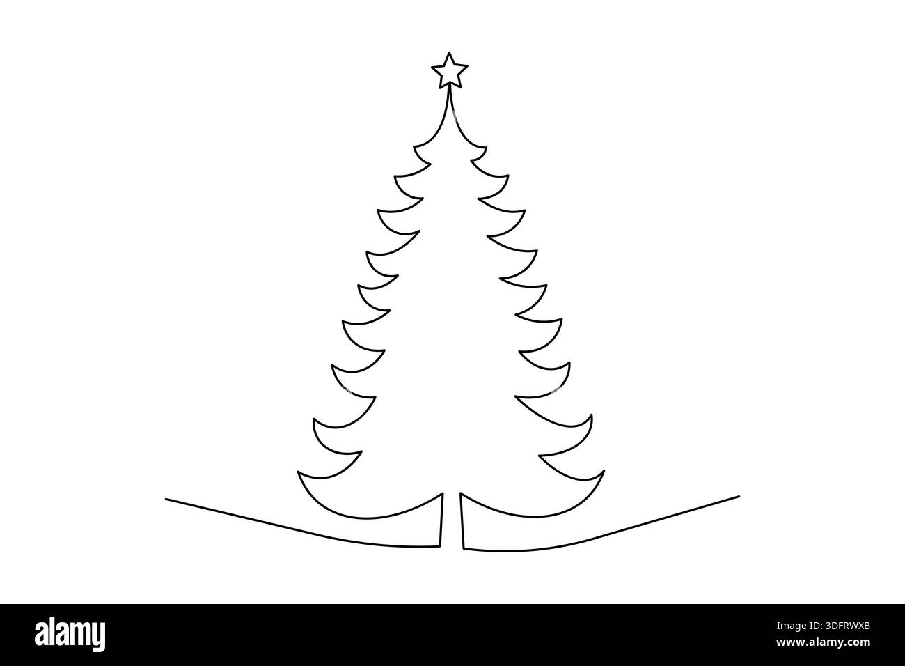Christmas tree one line art elegant minimal vector drawing for ...