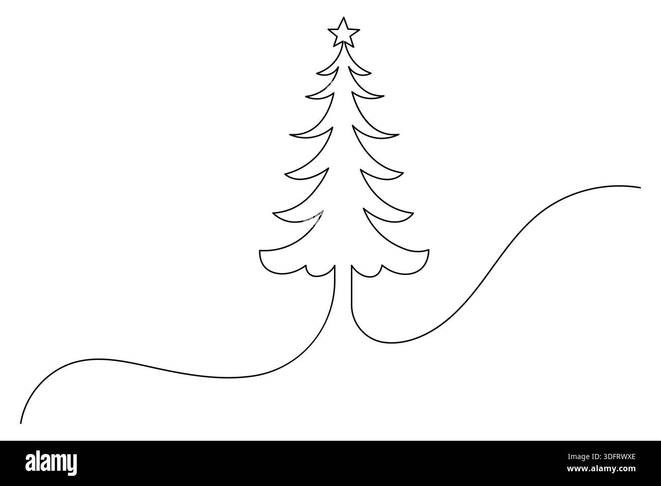 Christmas tree continuous one line art modern minimalist holiday vector ...