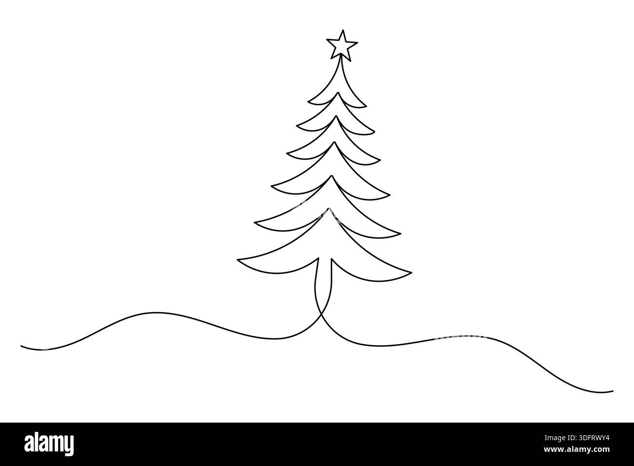 Christmas tree one line drawing simple minimalist line art vector for ...