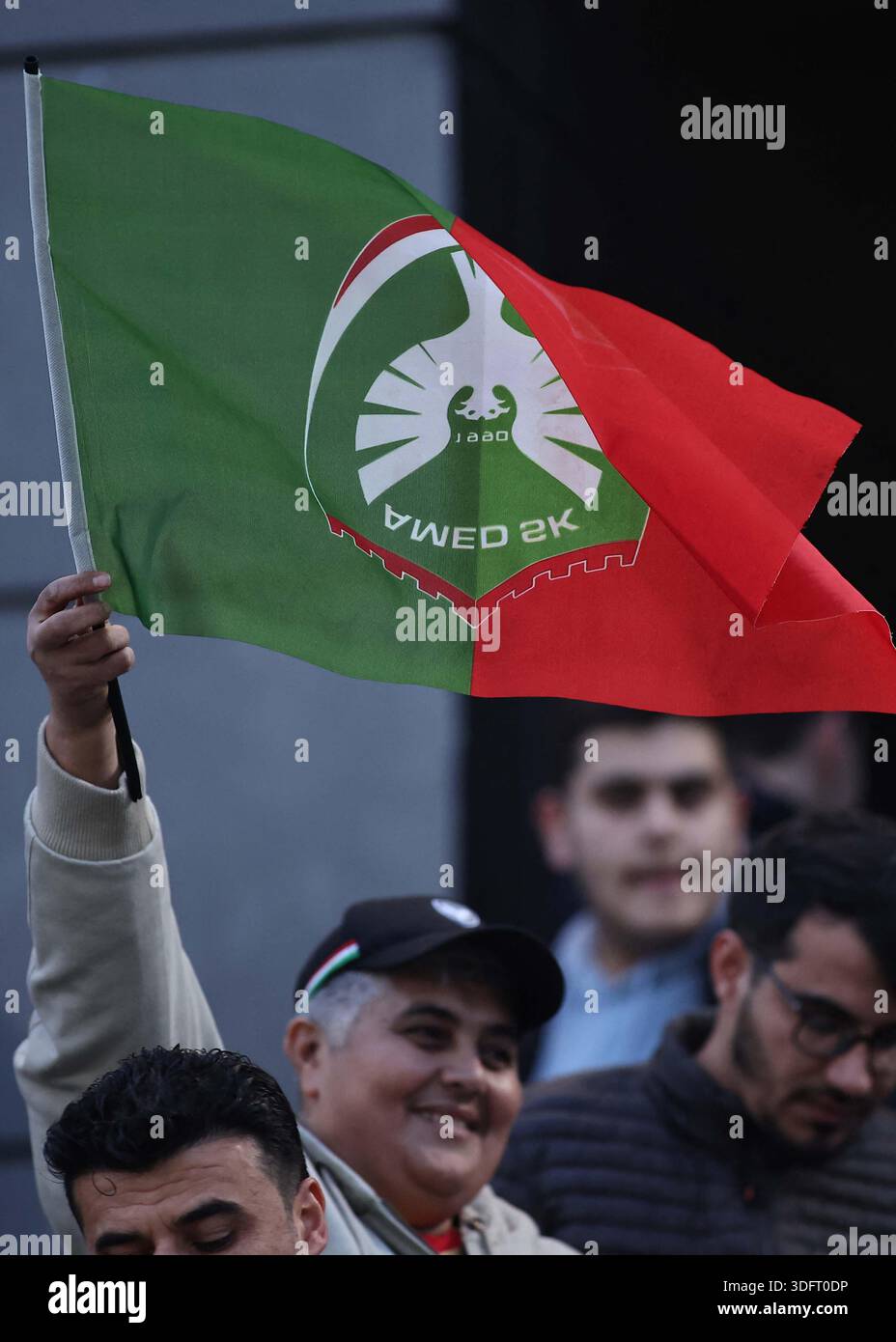 Erbil, Iraq. 13th Jan, 2026. Erbil SC supporters celebrate during the ...