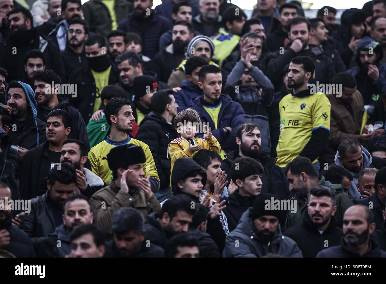 Erbil, Iraq. 13th Jan, 2026. Erbil SC supporters celebrate during the ...