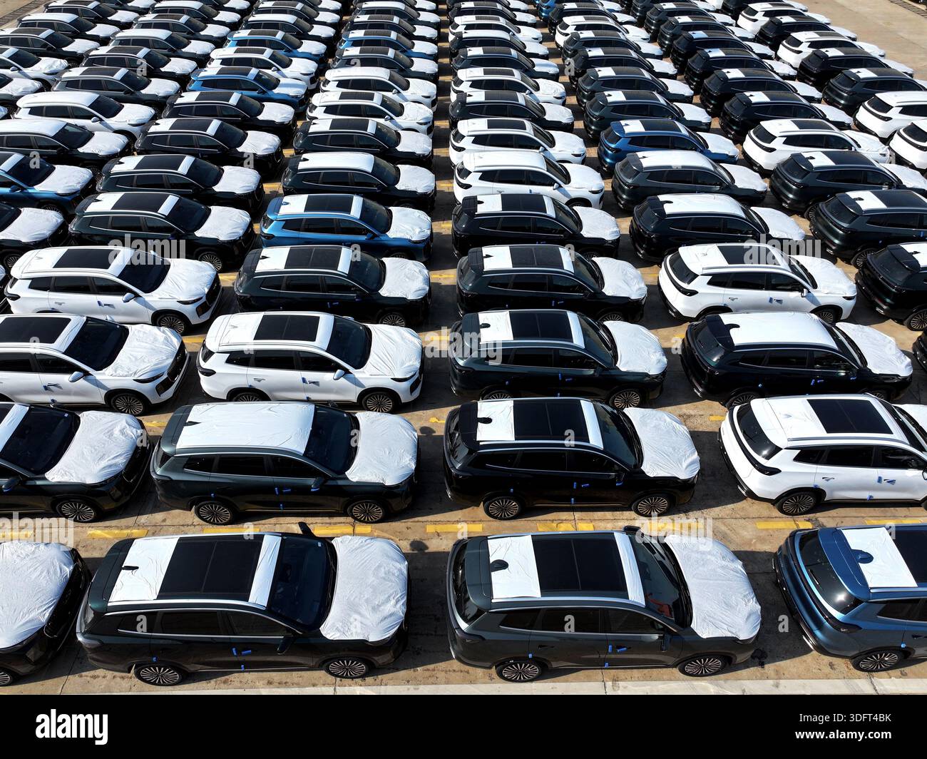 Export vehicles are ready for shipment at Lianyungang Port in Jiangsu ...