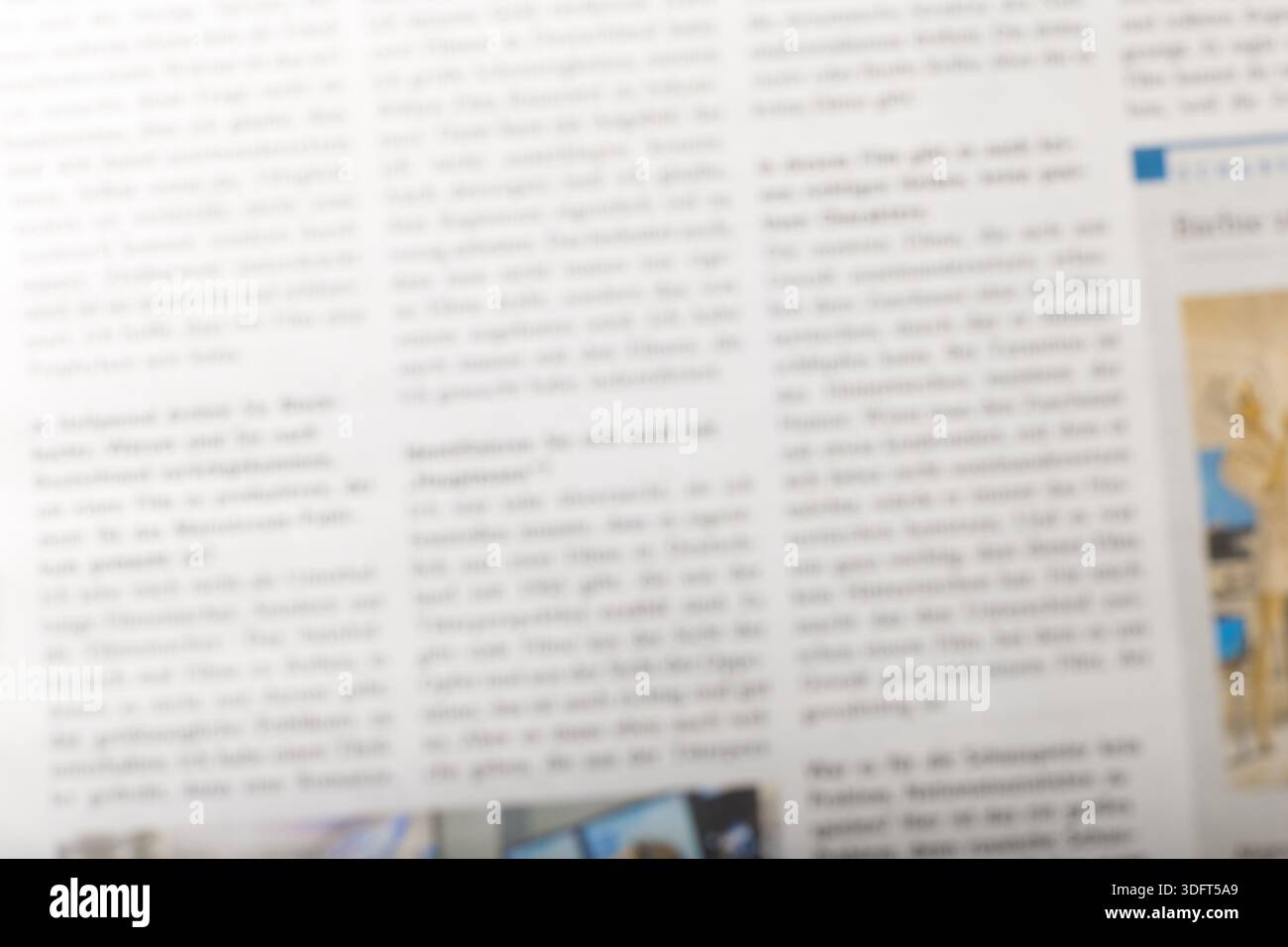 Text from a newspaper showing various articles and illustrations Stock ...