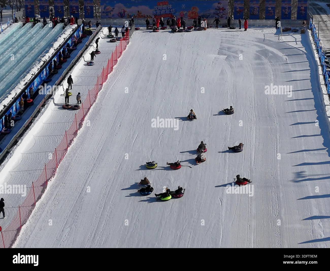 Aerial photo shows visitors enjoying snow activities during the 2026 ...