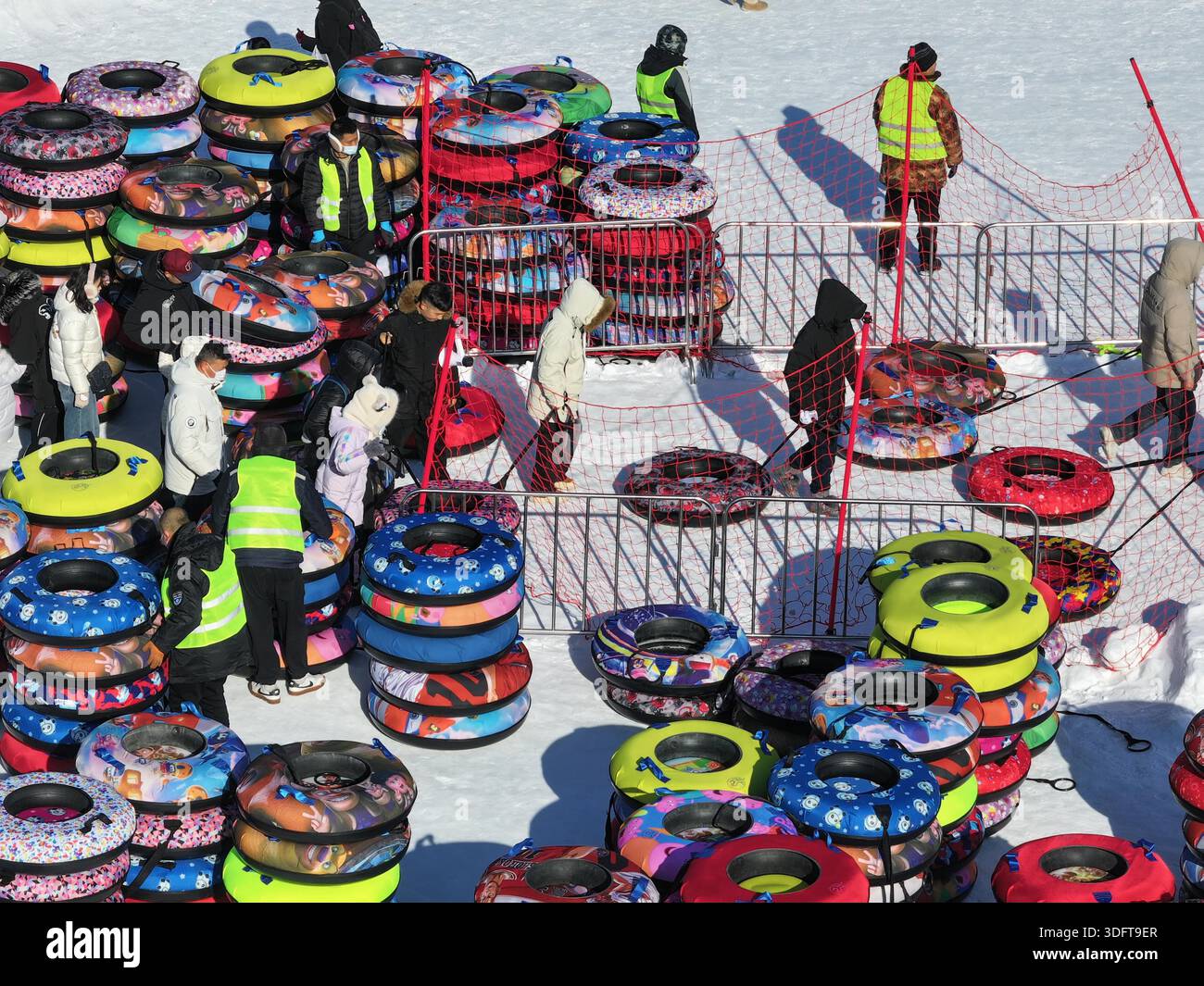 Aerial photo shows visitors enjoying snow activities during the 2026 ...