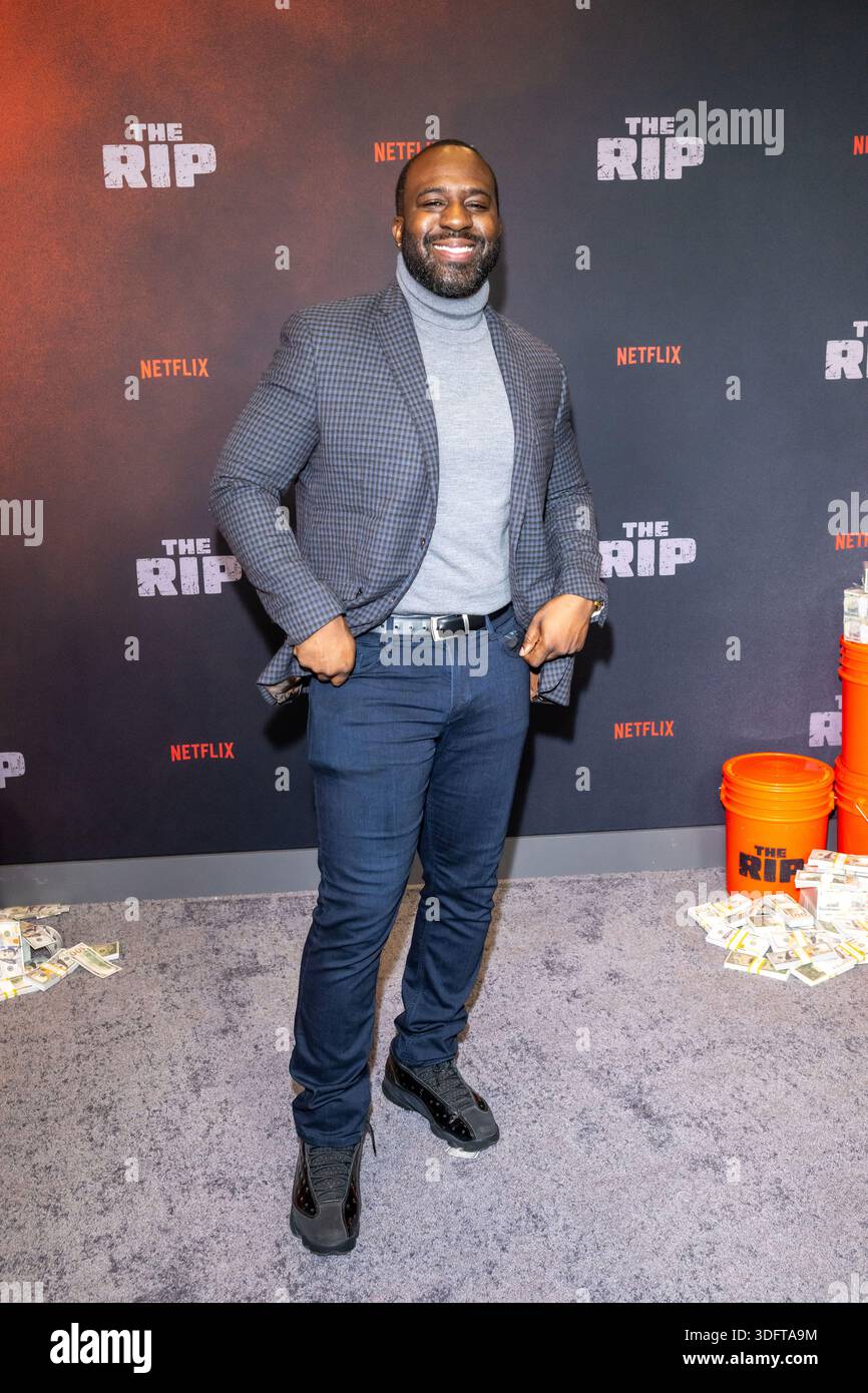 Kazeem Famuyide attends Netflix's "The Rip" New York Premiere at Alice ...