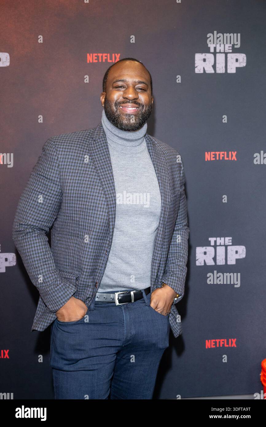 Kazeem Famuyide attends Netflix's "The Rip" New York Premiere at Alice ...