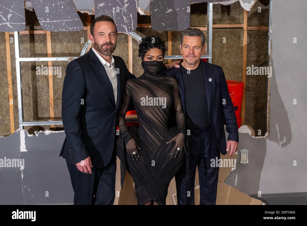 (L-R) Ben Affleck, Teyana Taylor and Matt Damon attend Netflix's "The ...