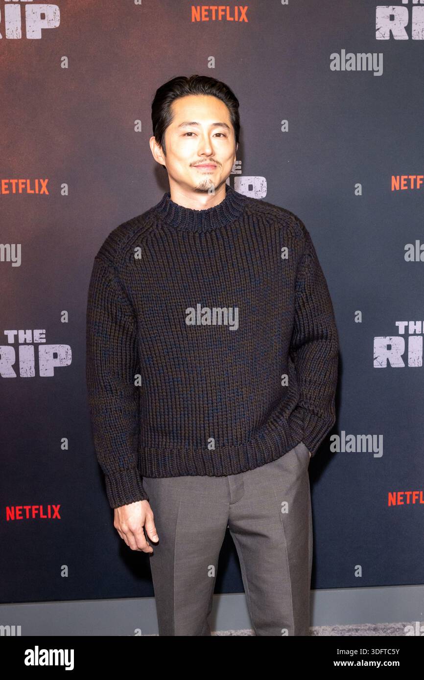 Steven Yeun attends Netflix's "The Rip" New York Premiere at Alice ...