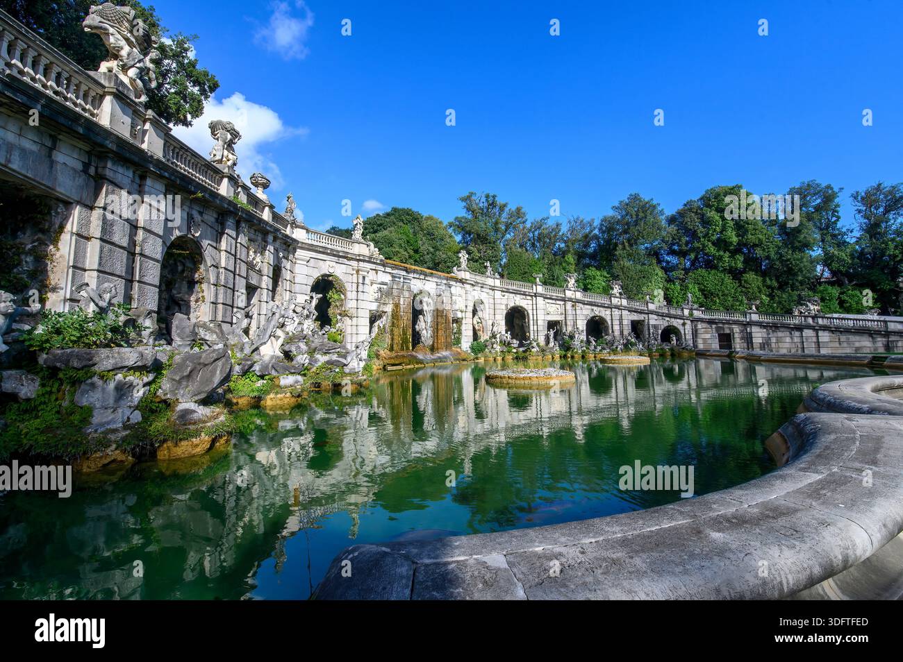The Fountain of Aeolus in the Royal Park of Caserta with baroque ...