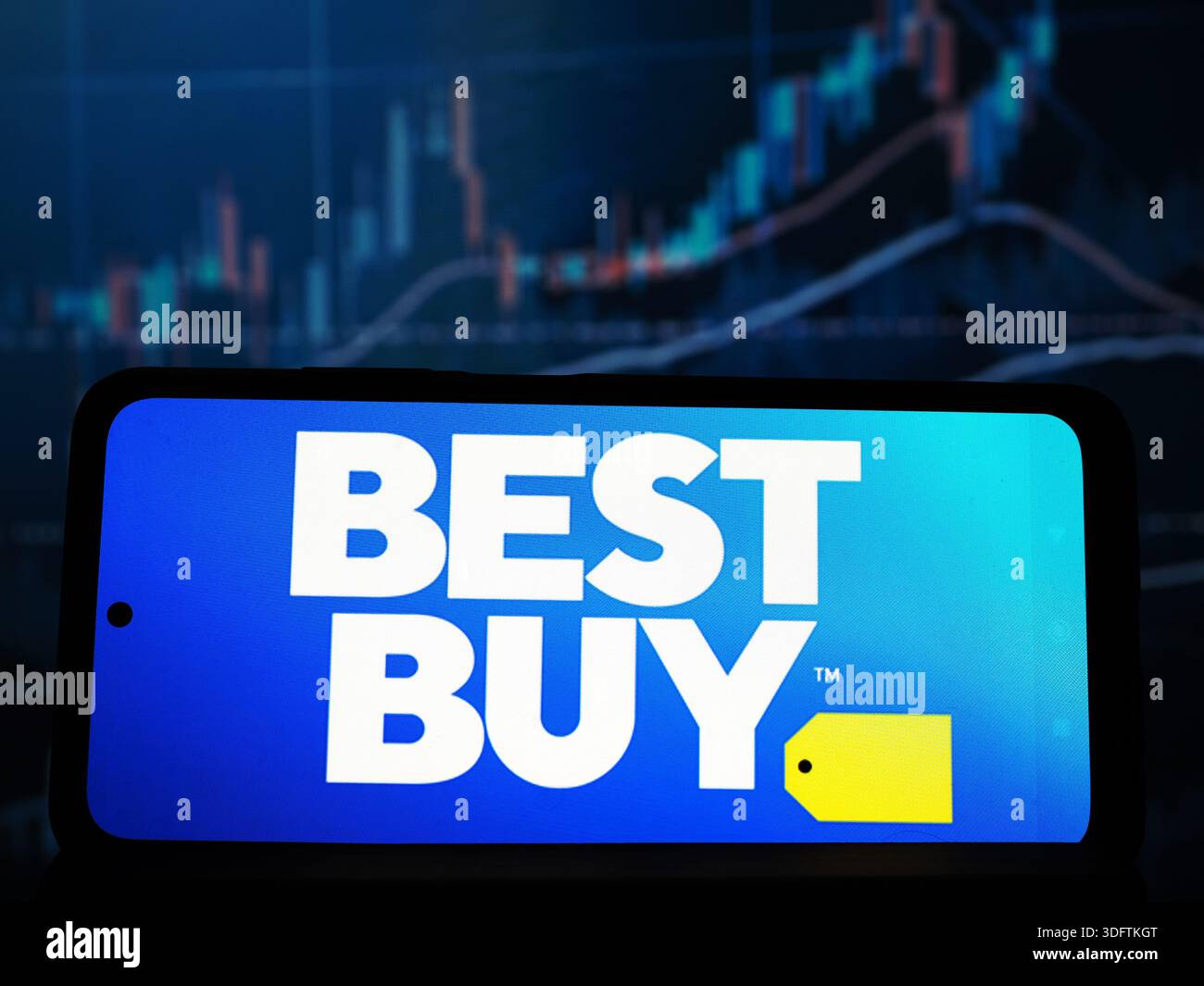 In this photo illustration, Best Buy Co., Inc. logo seen displayed on a ...