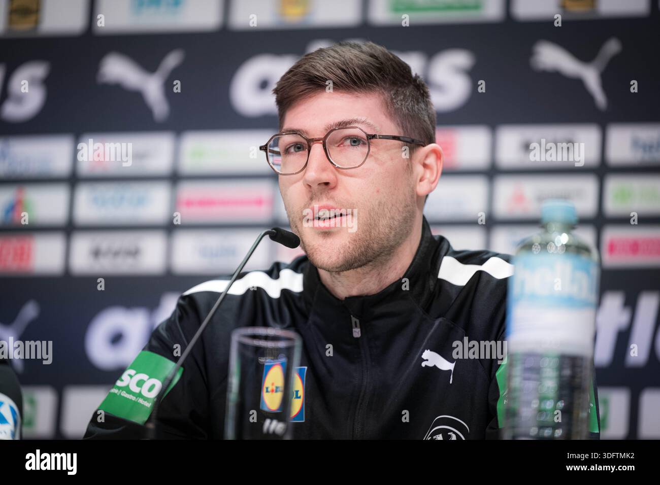 Silkeborg, Denmark. 14th Jan, 2026. Player Lukas Zerbe, at a press ...