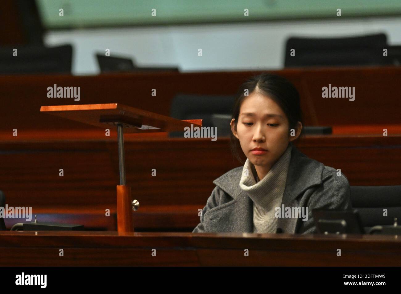 A genial view showing Vivian Kong Man-wai sitting at the chambers at ...