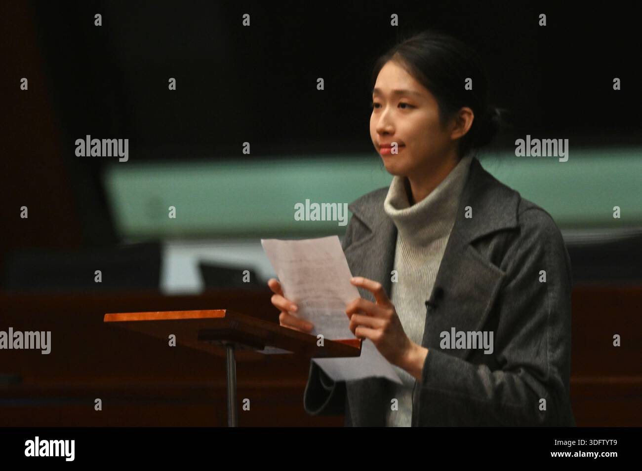 A genial view showing Vivian Kong Man-wai speaking at the chambers at ...