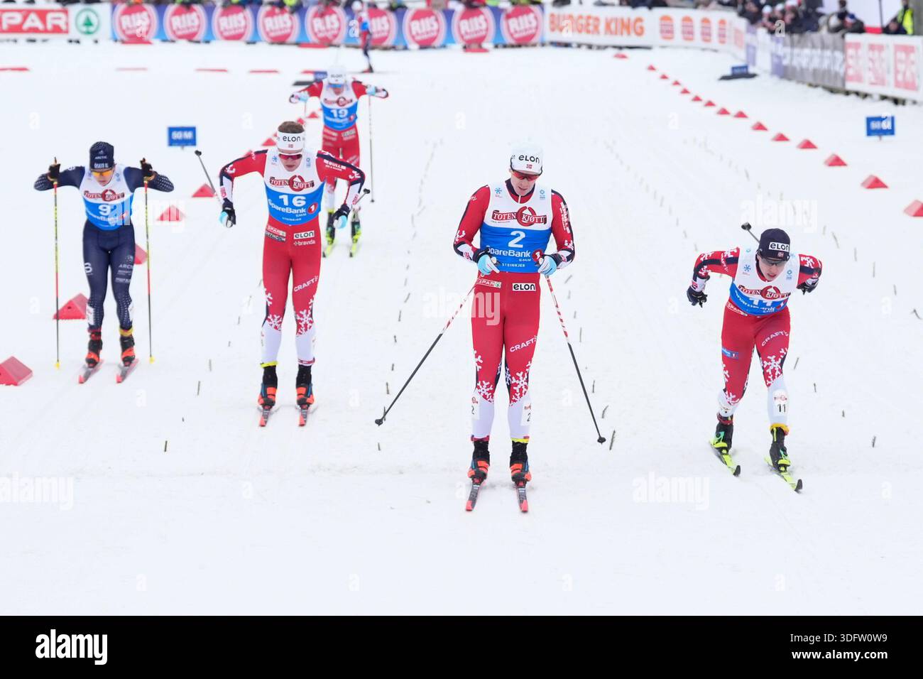 Steinkjer, Norway 20260114. Simen Myhre in the finish. Sprint classic ...