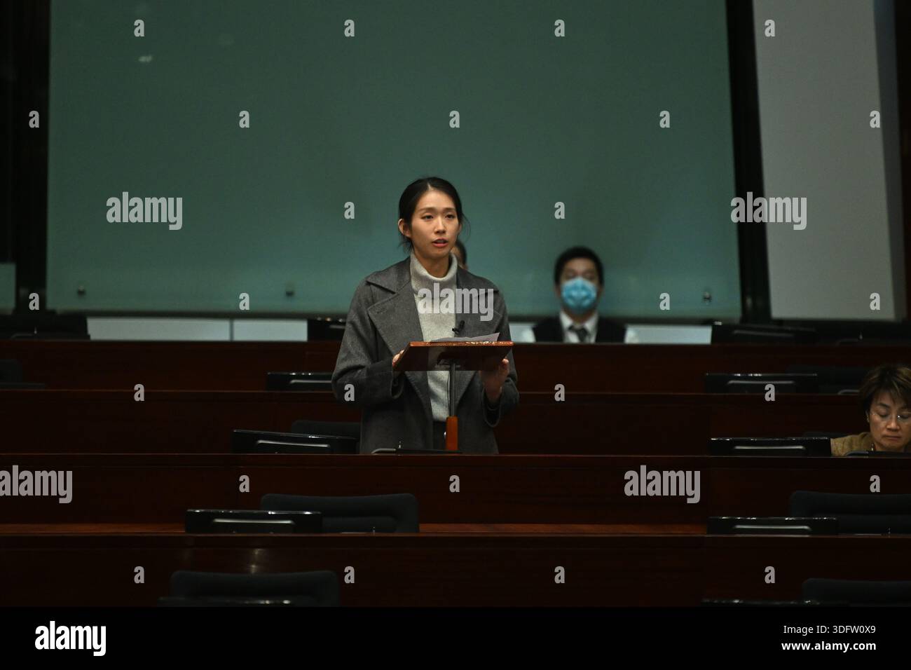 A genial view showing Vivian Kong Man-wai sitting at the chambers at ...