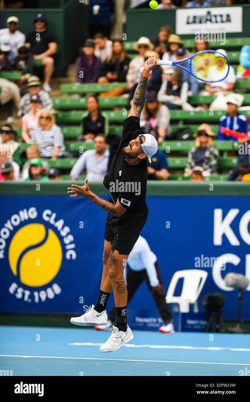 Nick Kyrgios (AUS) is seen in action during the tennis match with ...
