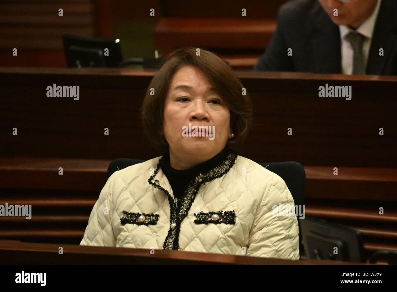 A genial view showing Priscilla Leung Mei-fun sitting at the chambers ...