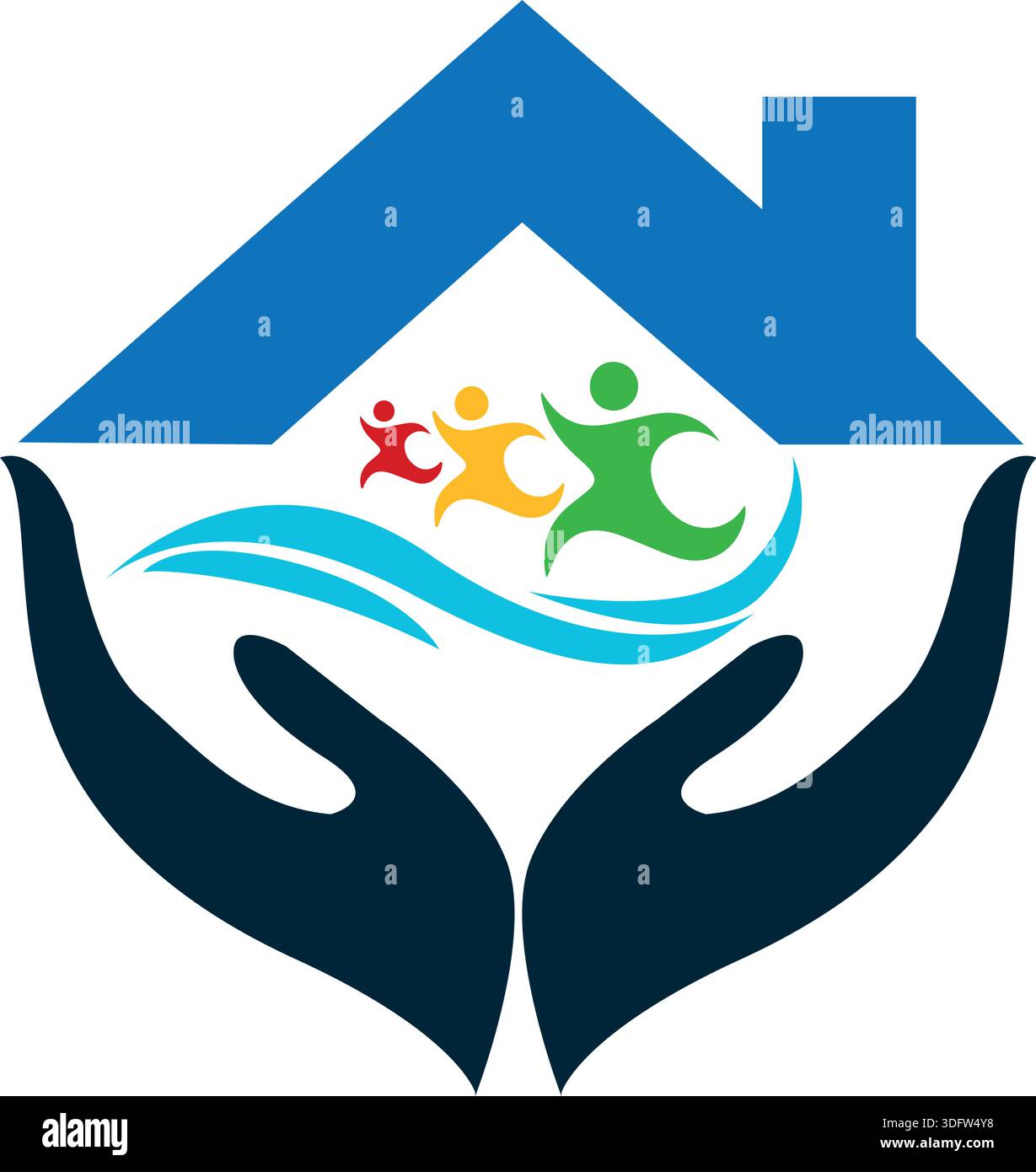 Family in happy union beach logo, family, parent, kids, love, parenting ...