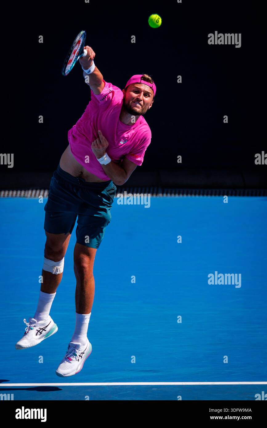 Belgium’s Kimmer Coppejans following a second round qualifying match ...