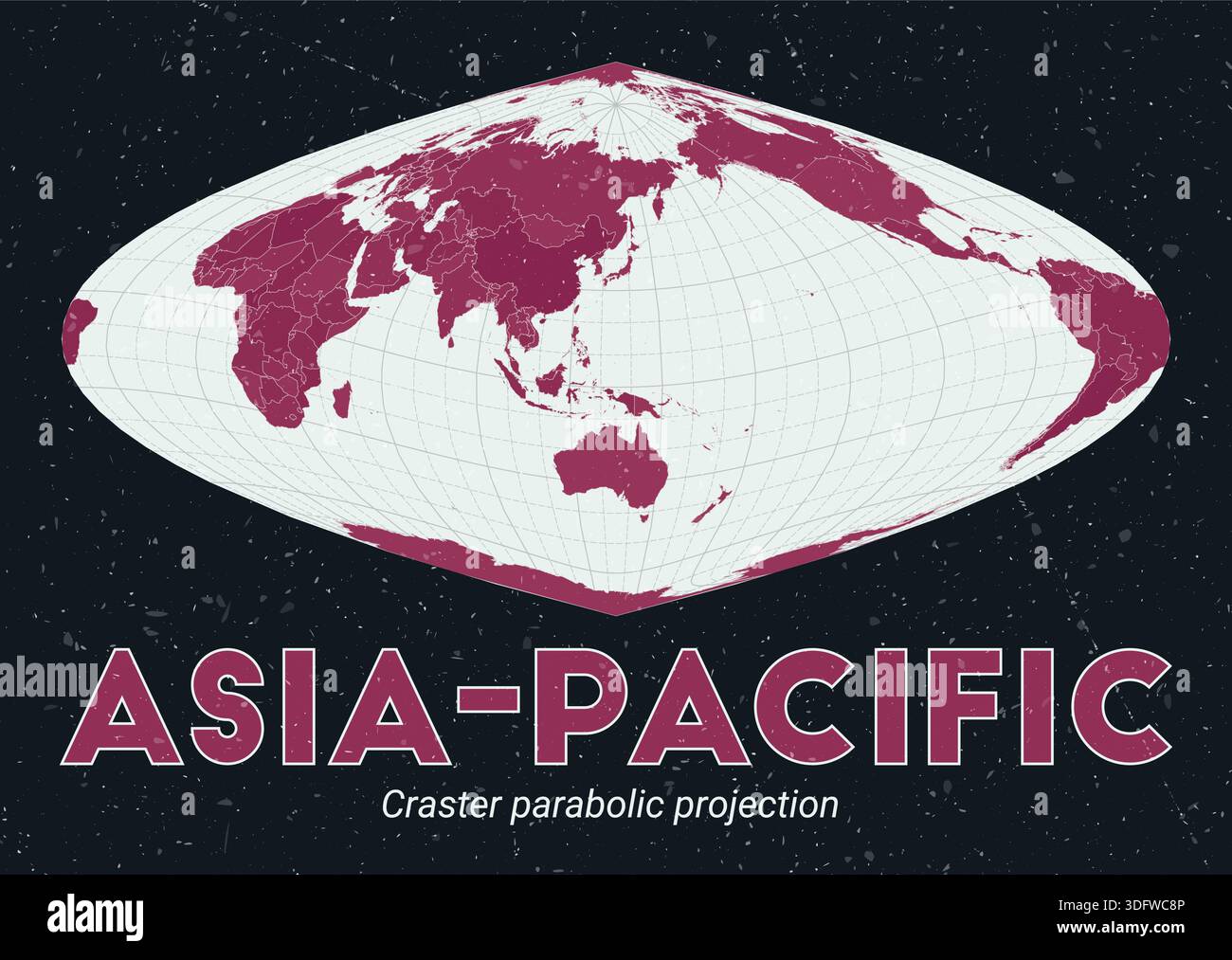 Asia-Pacific. World map. Craster parabolic projection centered on Asia ...