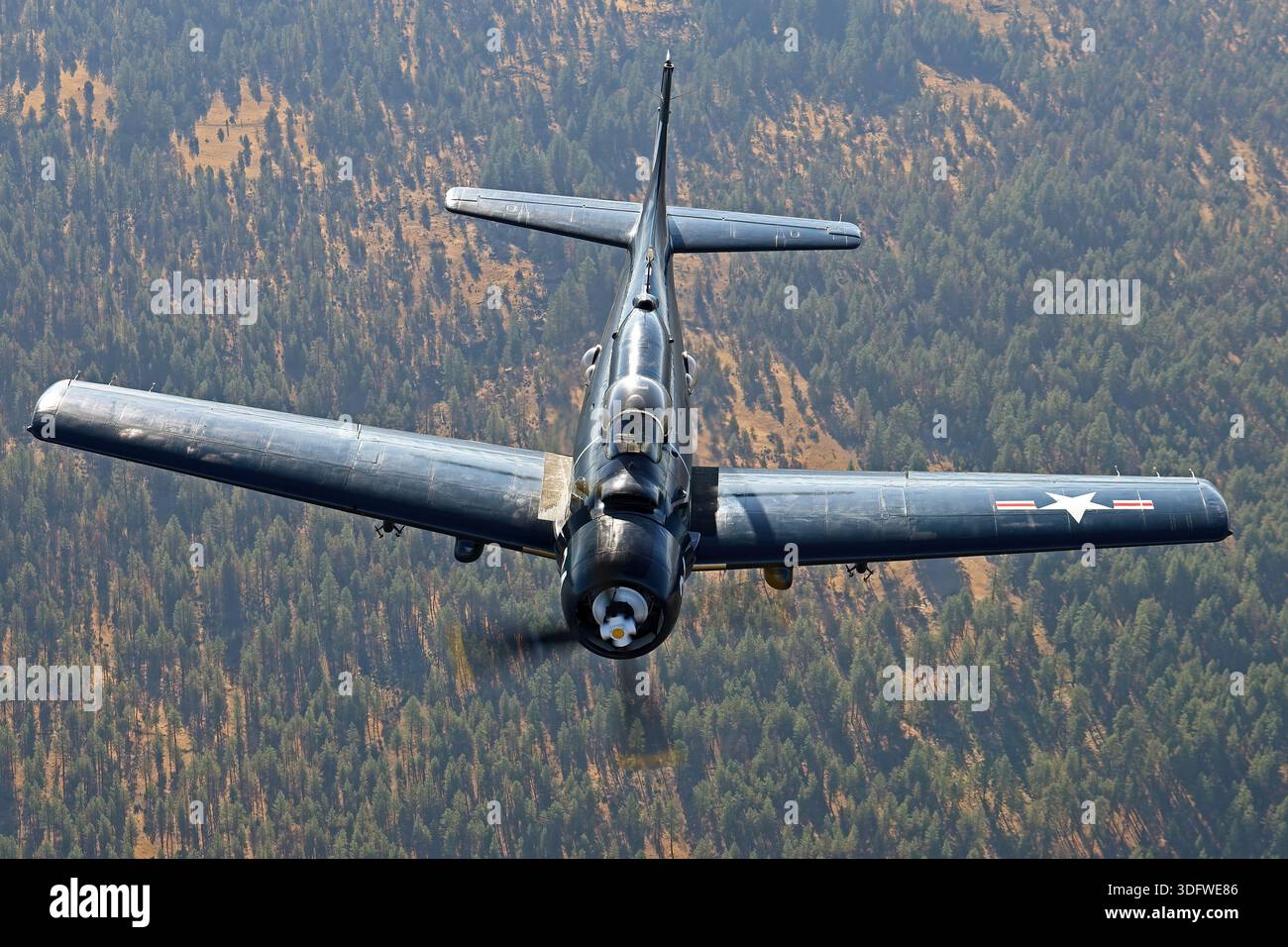 This image shows a Douglas AD-4W Skyraider photographed in flight ...