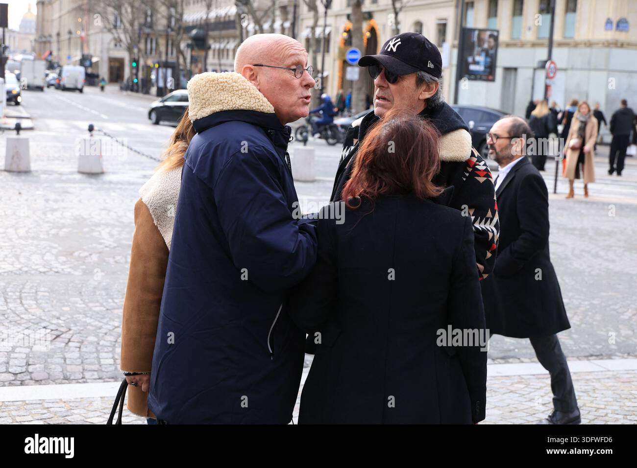 Bernard Laporte, Jean-Luc Reichmann arriving to the funeral ceremony ...