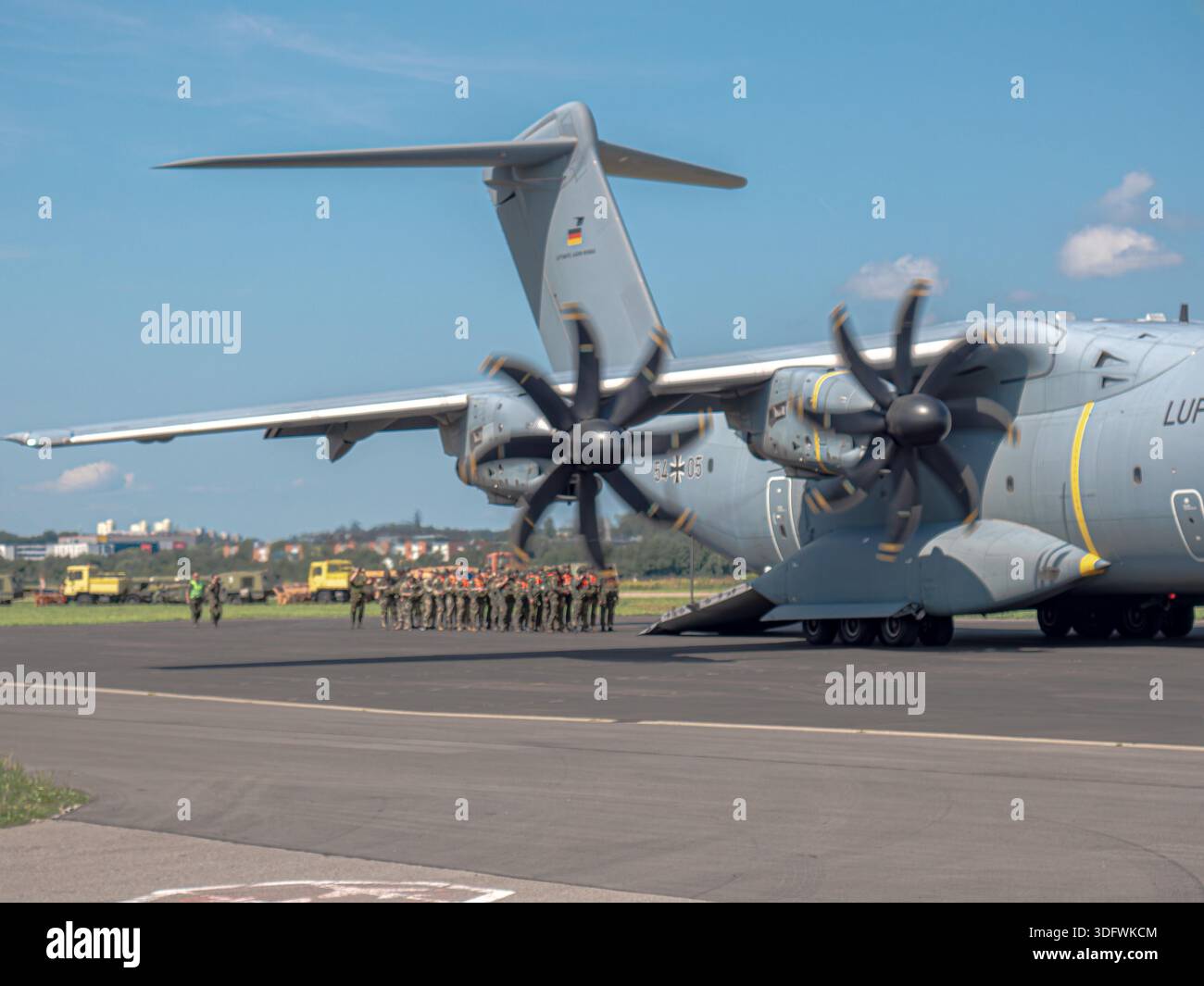 German paratroopers boarding an Airbus A400M during a NATO exercise ...