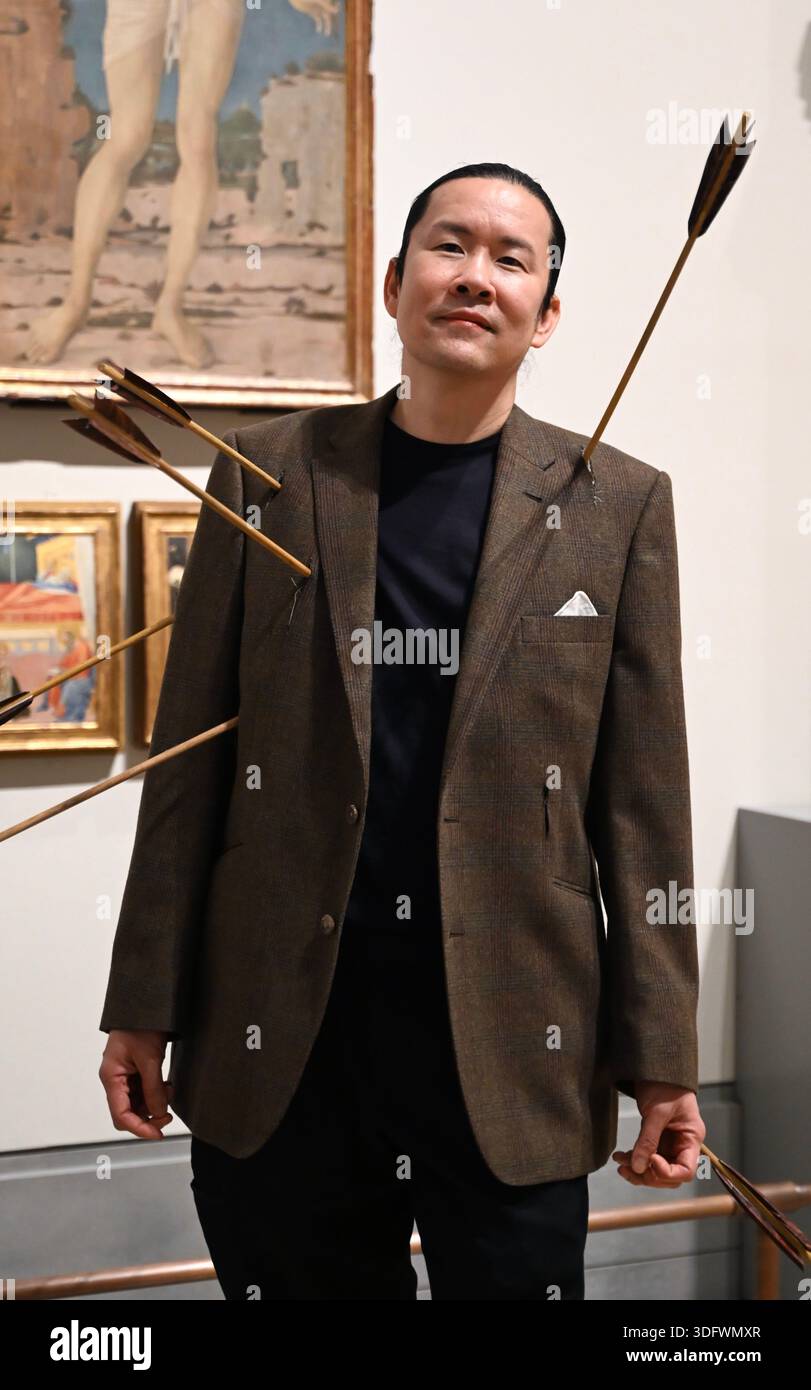 Preview of Ming Wong's 'medieval televisions' stationed by paintings of ...