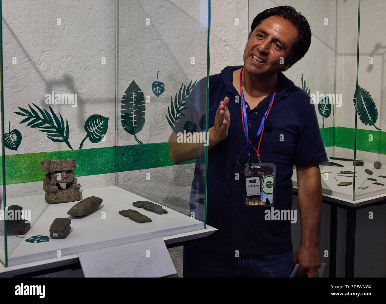 Archaeologist Pablo Martinez gives a tour at a museum in the Cuicuilco ...
