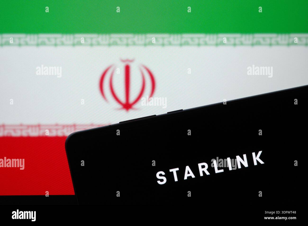 Palermo, Italy. 13th Jan, 2026. An illustration shows the Starlink name ...