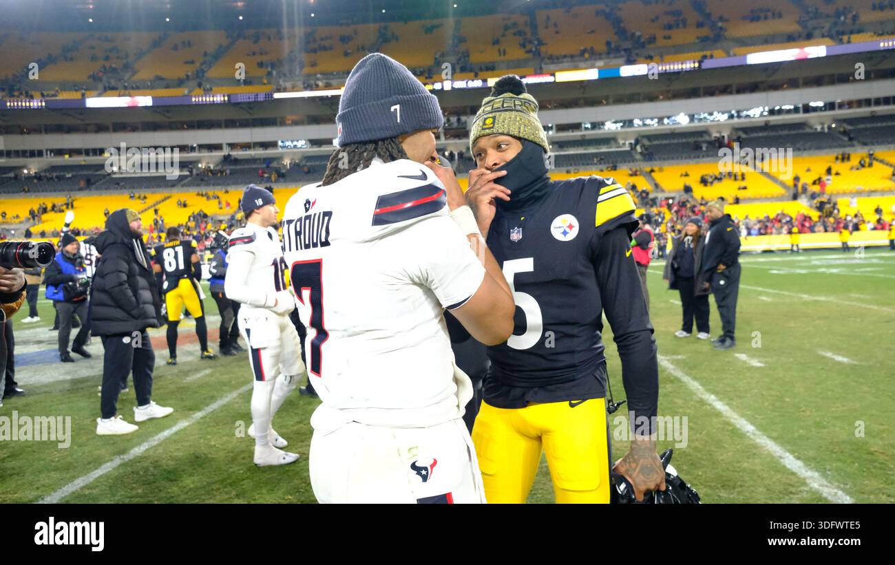 Jan 12, 2025: Jalen Ramsey #5 and C.J. Stroud #7 after the Pittsburgh ...