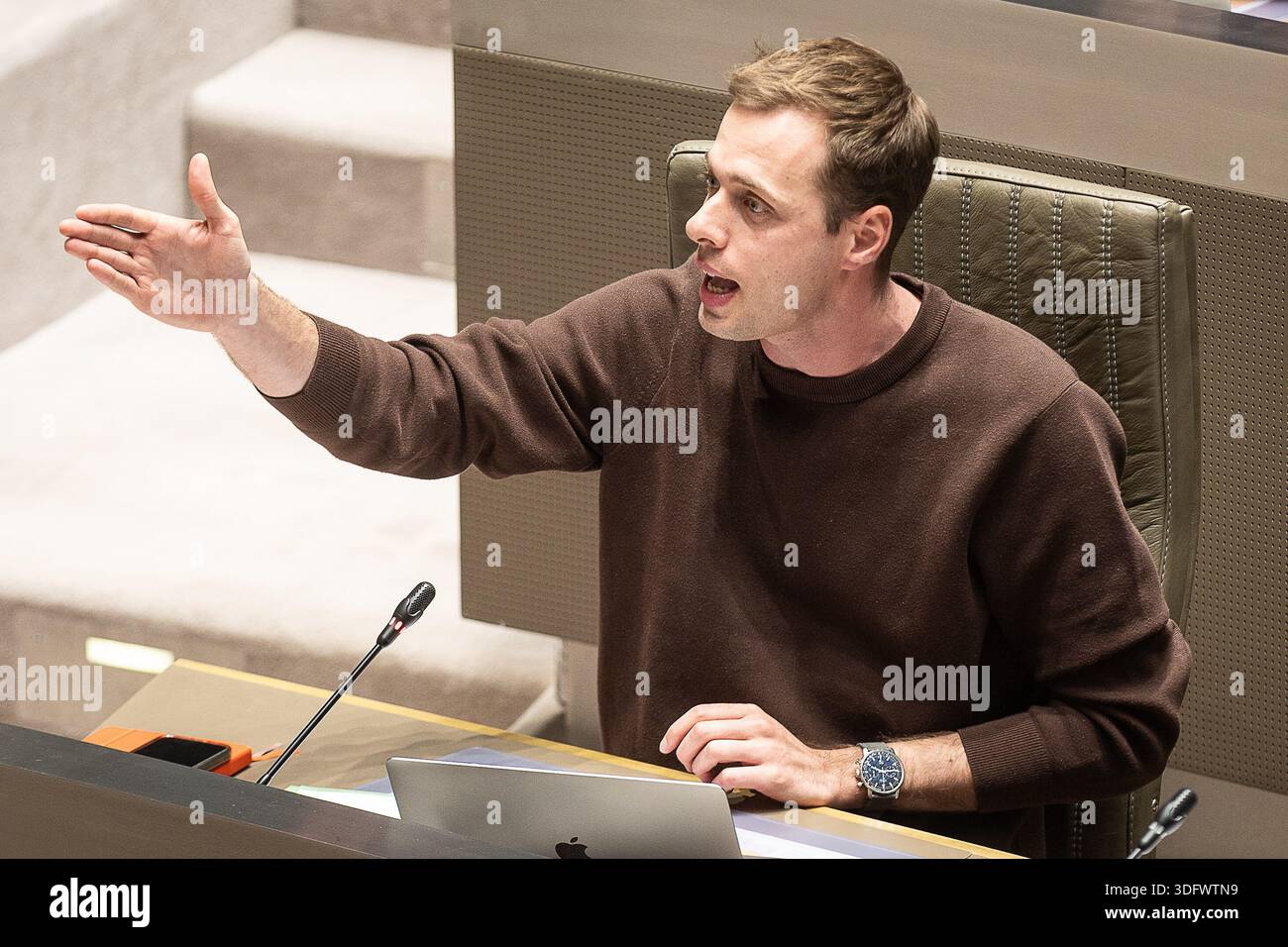 PVDA's Jos D'Haese pictured during a plenary session of the Flemish ...