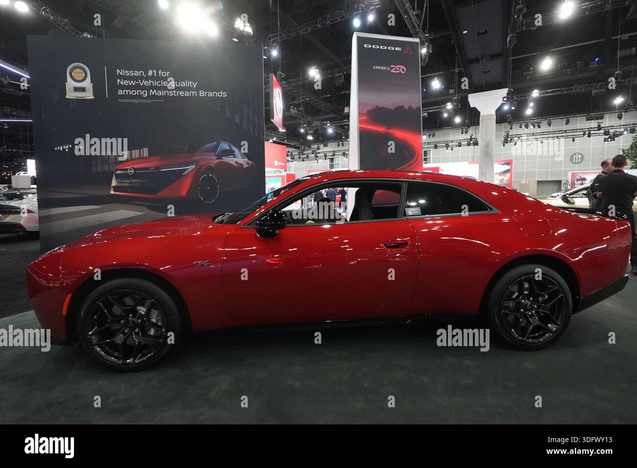 FILE - The 2026 Dodge Charger R/T is showcased at the LA Auto Show in ...