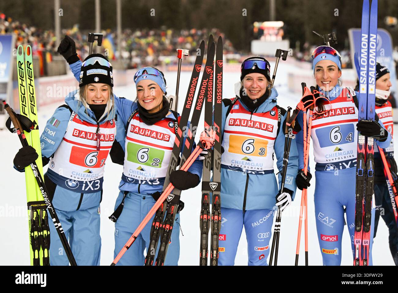 14 January 2026, Bavaria, Ruhpolding: Biathlon: World Cup, 4 x 6 km relay, women. The Italian ...